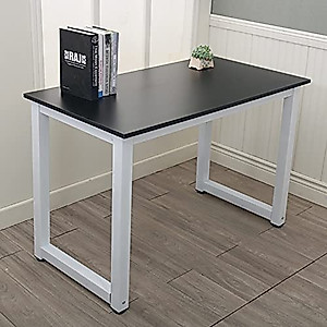 MJWDP 110cm Decent High Strength Wooden Computer Desk Computer Table Home Office Table Black Gaming Table Workstation Study Writing