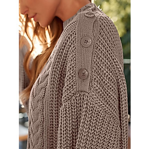 LILLUSORY Women's Crewneck Oversized Sweater Dress 2024 Fall Fashion Cable Knit Long Sleeve Dresses Chunky Pullover Tops Nutmeg XL