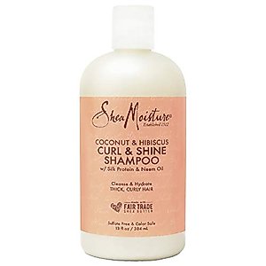 SheaMoisture Shampoo Curl and Shine for Curly Hair Coconut and Hibiscus Paraben Free Shampoo 13 oz