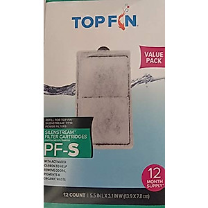 Top Fin Silenstream PF-S Refill for PF10 Power Filters 5.5in x 3.1- (12 Count) 1 Year Supply