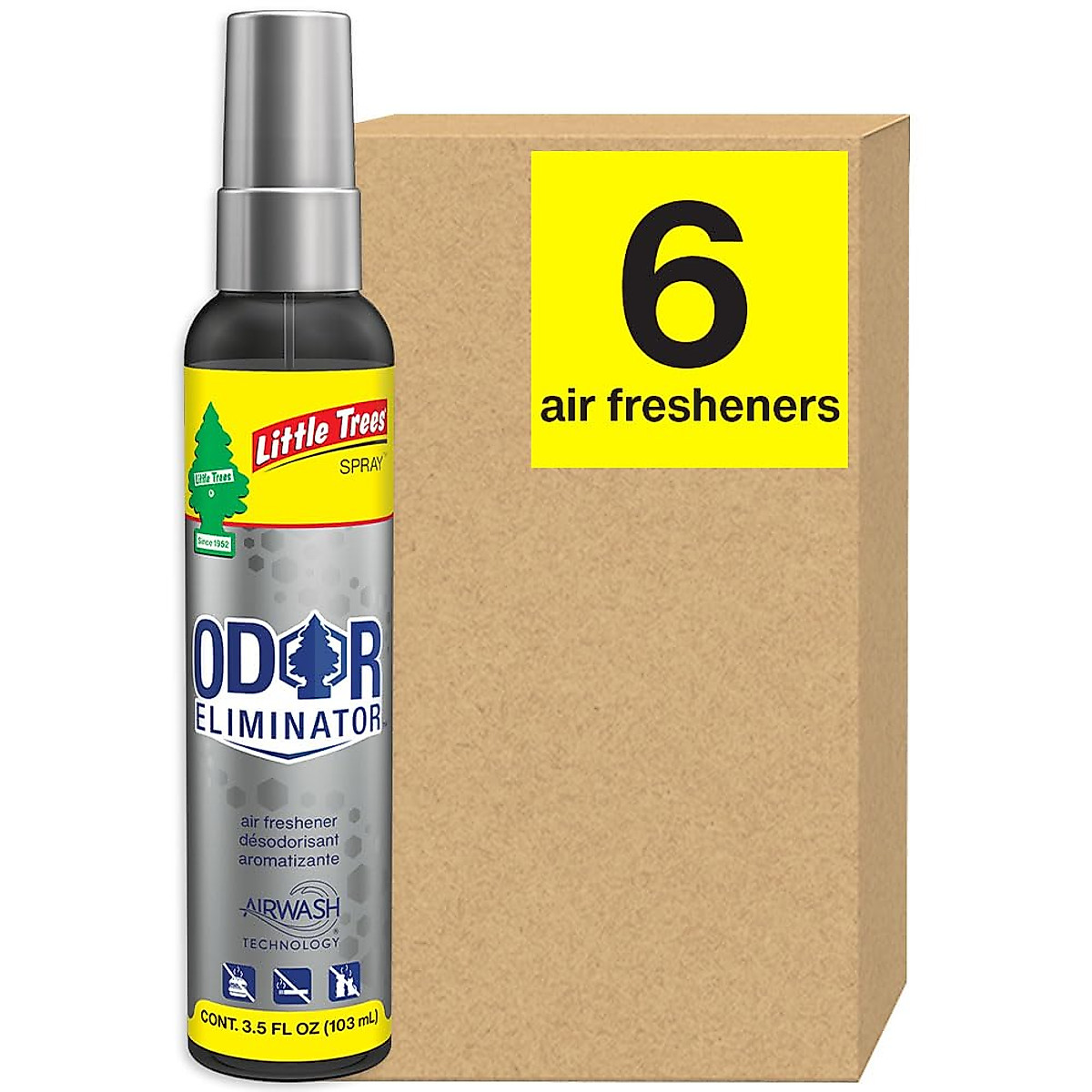 LITTLE TREES Car Air Freshener. SPRAY Provides a Long-Lasting Scent for Auto or Home. On-the-go Freshness. Original, 6 Air Fresheners