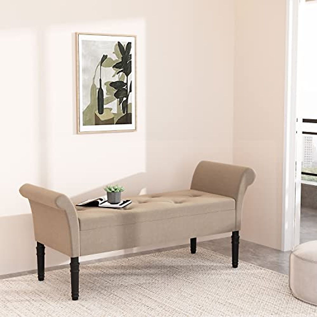 annjoe Storage Ottoman Bench Bedroom Bench Bed Entryway Hallway Chest, Footrest, Padded Seat