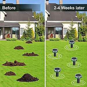 Mole Repellent Solar Powered Snake Repellent Ultrasonic, 8 Pack Gopher Repeller Sonic Mole Deterrent Spikes, Snake Gopher Mole Vole Repellent Outdoor for Lawn Garden & Yard, Groundhog Repellent