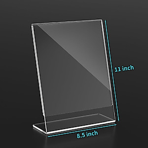 HIIMIEI Acrylic Slant Sign Holder 8.5x11 6 Pack, Plastic Table Menu Display Stand Holder, Plexi Single Ad Frame for Restaurants,Hotels,Stores