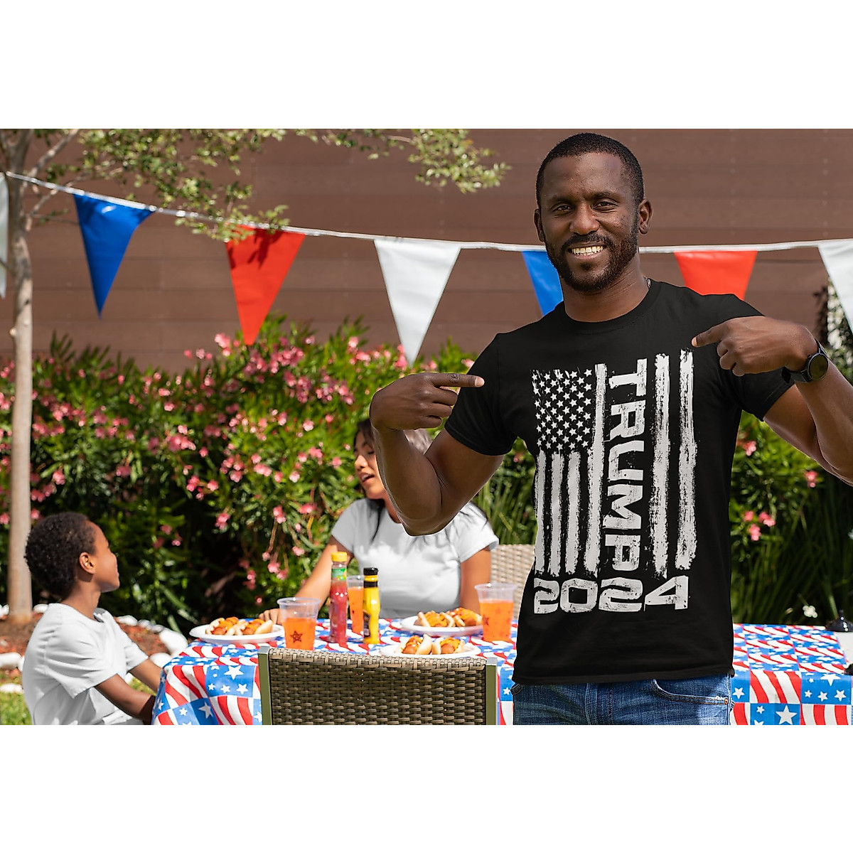 shop4ever® Trump Flag 2024 T-Shirt Large Black 0