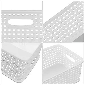 Joyeen 6 Pack Woven Basket, Plastic Small Storage Basket, White