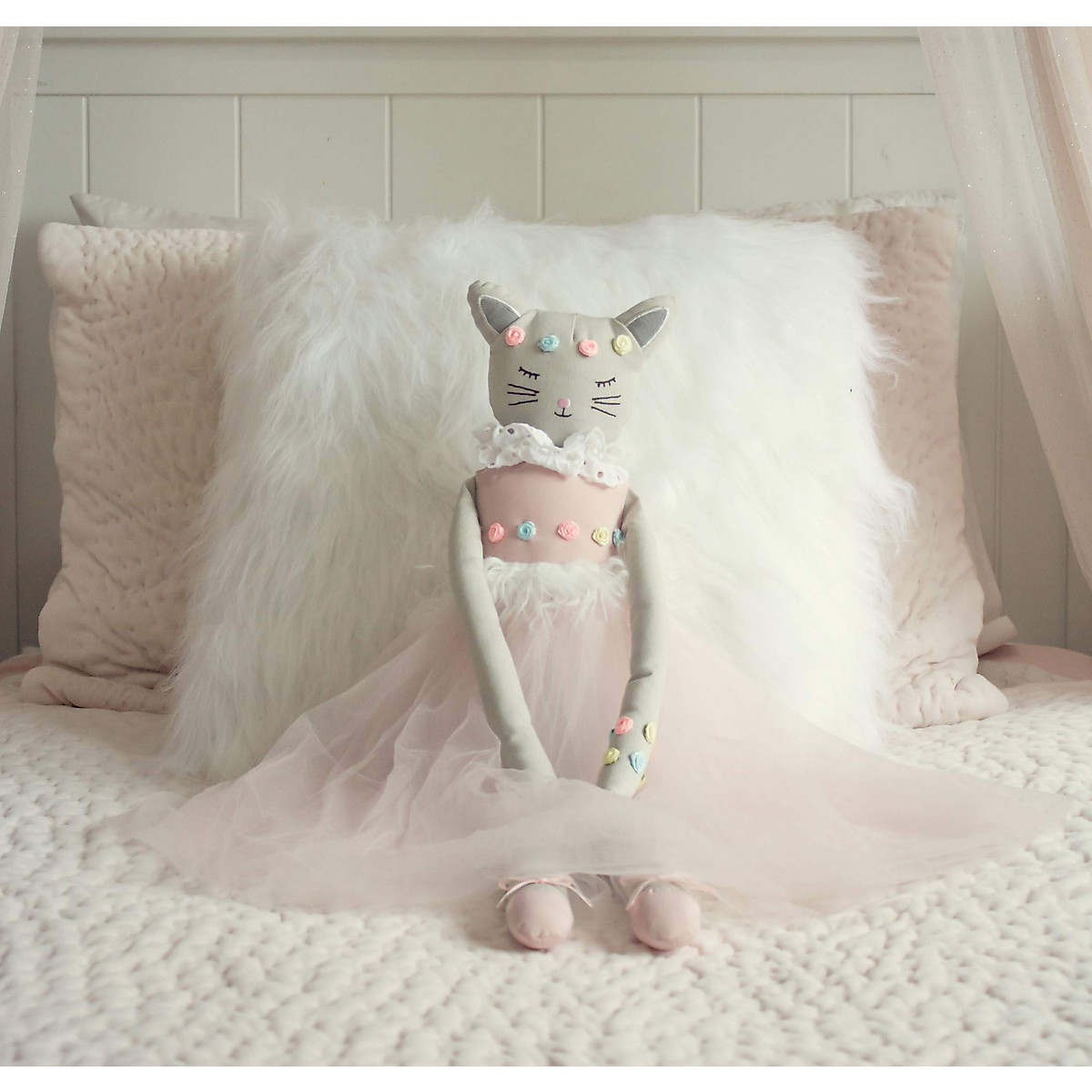 Inspired by Jewel Poppy The Cat - Handmade 24.8-Inch Plush Doll with Ballerina Tutu Outfit - Pretty Stuffed Toy Surprise Gift for a Little Princess Age 3+ - Soft Plushie for Hugs, Cuddle and Comfort