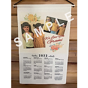 Personalized Photo Cloth Calendar, Photo W/Caption, 12 months calendar from Jan. 2024 - Dec. 2024, Perfect for gifts, office, and home