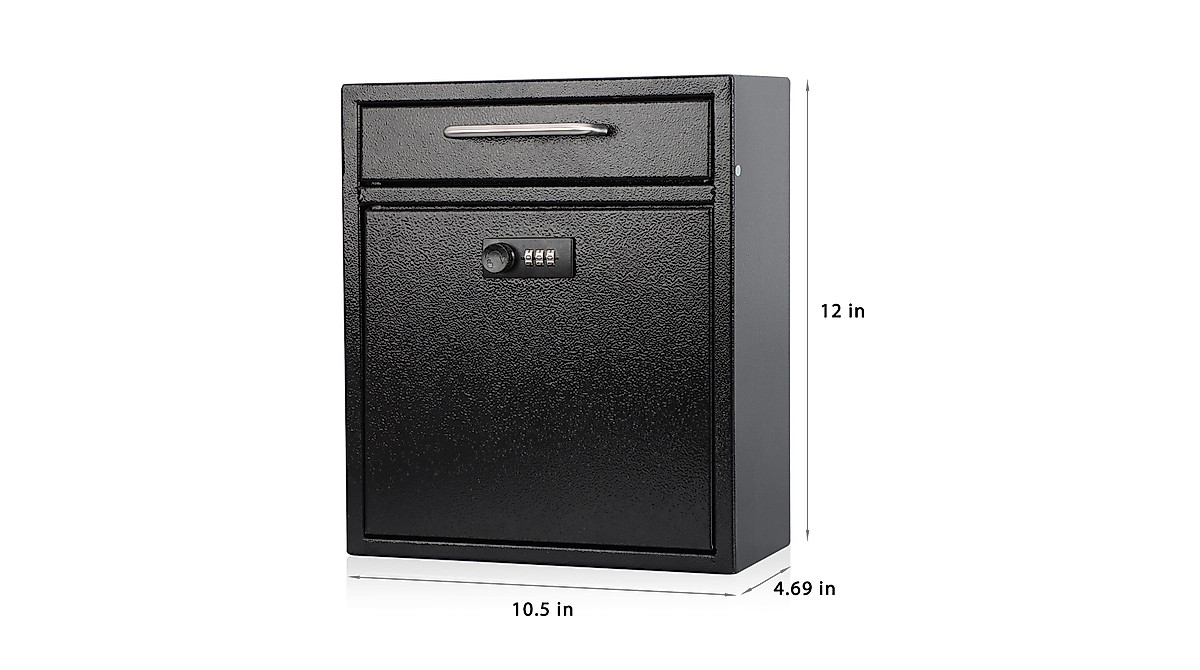 Secure KYODOLED Steel Combination Lock Mailbox - Black