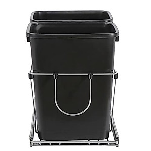 Double 35-Quart Sliding Pull Out Waste Bin Container, Kitchen Trash Can Under Cabinet Trash for Home Base Kitchen Cabinet - 17.5 Gallons