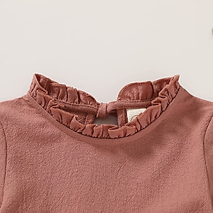 Toddler Kids Baby Girl Dress Lantern Long Sleeve Solid Color Casual Dresses Girls Fall Winter Outfit Clothes (3-4T, Deep Pink)