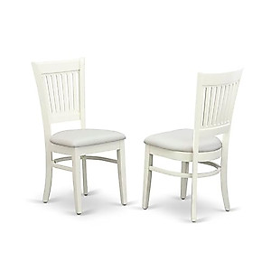 East West Furniture BOVA3-LWH-C 3 Piece Dining Room Furniture Set Contains a Round Dining Table and 2 Linen Fabric Upholstered Chairs, 42x42 Inch, Linen White