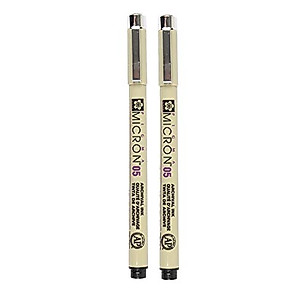 SAKURA PIGMA MICRON 05 FINELINER PEN, 0.45MM LINE WIDTH, PACK OF 2 (Black)