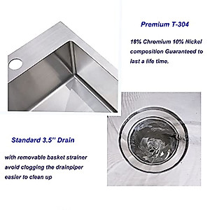 VCCUCINE Drop in Bar Sink, 15 x 15 Inch Topmount RV Small Kitchen Sink, Handmade Stainless Steel Wet Bar Sink, Outdoor Single Bowl, Brushed Nickel Prep Sink with Accessories