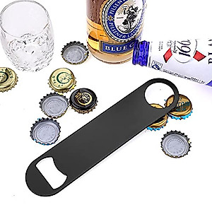 4 PACK Stainless Steel Flat Bottle Opener, Beer Bottle Opener, 7inch, with Exquisite Packaging, for Kitchen, Bar or Restaurant, Black,