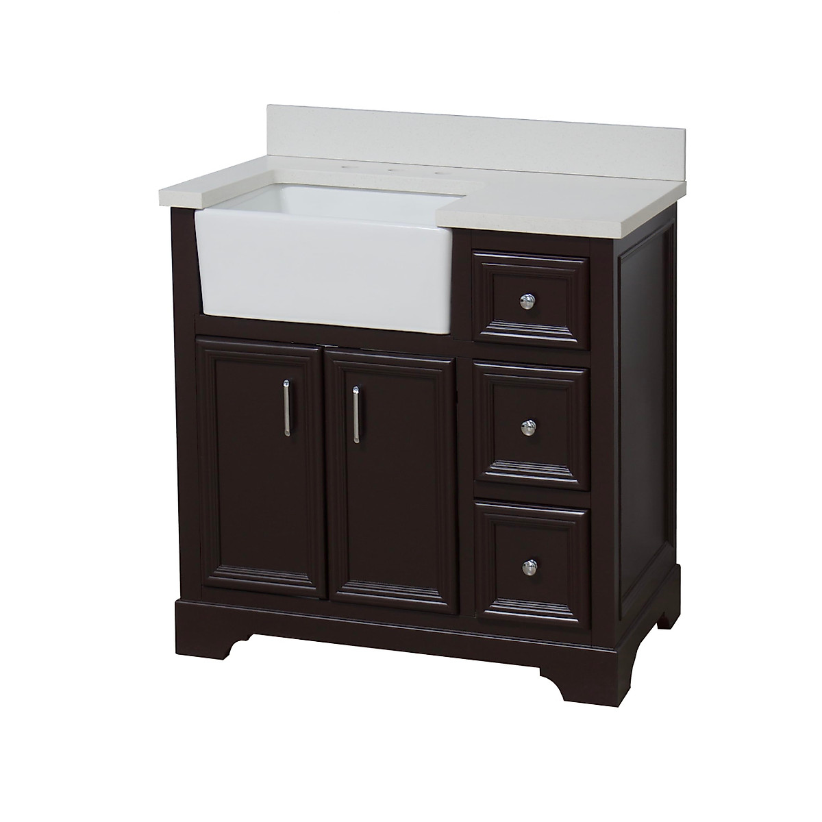 Kitchen Bath Collection Zelda 36-inch Farmhouse Vanity (Quartz/Weathered Gray): Includes Weathered Gray Cabinet with Stunning Quartz Countertop and White Ceramic Farmhouse Apron Sink