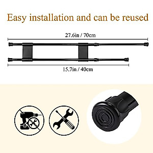 Zubebe Double RV Refrigerator Bar Adjustable Spring Tension Fridge Rod RV Fridge Bars RV Refrigerator Accessories to Hold Drinks in Place Avoid Spills Extendable (Black,15.7-27.6 Inch)