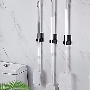 YuGtcen Broom Holder Wall Mount 5 pcs, Self Adhesive Broom Holder Broom Gripper Super Anti-Slip Mop and Broom Organizer Wall Hanging, 304 Stainless Steel Broom Hanger for Bathroom, Kitchen, Garage