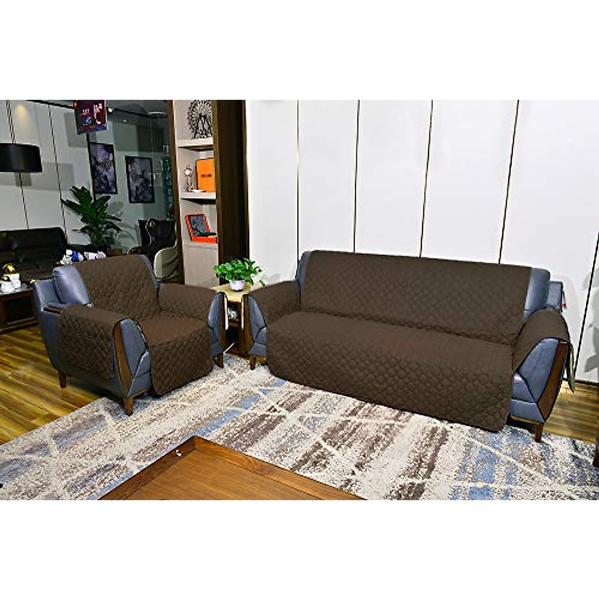 RBSC Home Sofa Slipovers Waterproof Sofa Covers for Dogs, Couch, Loveseat and Large Sofas (Brown, 68")