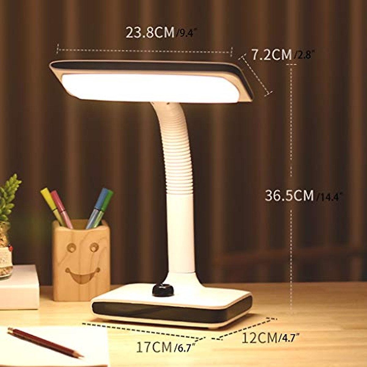 XIAOQIU Eye-Caring Rechargeable LED Desk Lamp 1800 MA Eye Protection Rotating Button 3 Gears Toning Light Table Lamp for Students to Learn and Read Office lamp (Color : White)