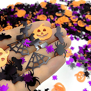 Halloween Confetti | Glitter Confetti Sprinkles for Party Table Scatters Decoration | Pumpkin Bat Witch Spider Confetti for Party Supplies | Metallic Foil | 45g 1.6OZ 1100Pcs