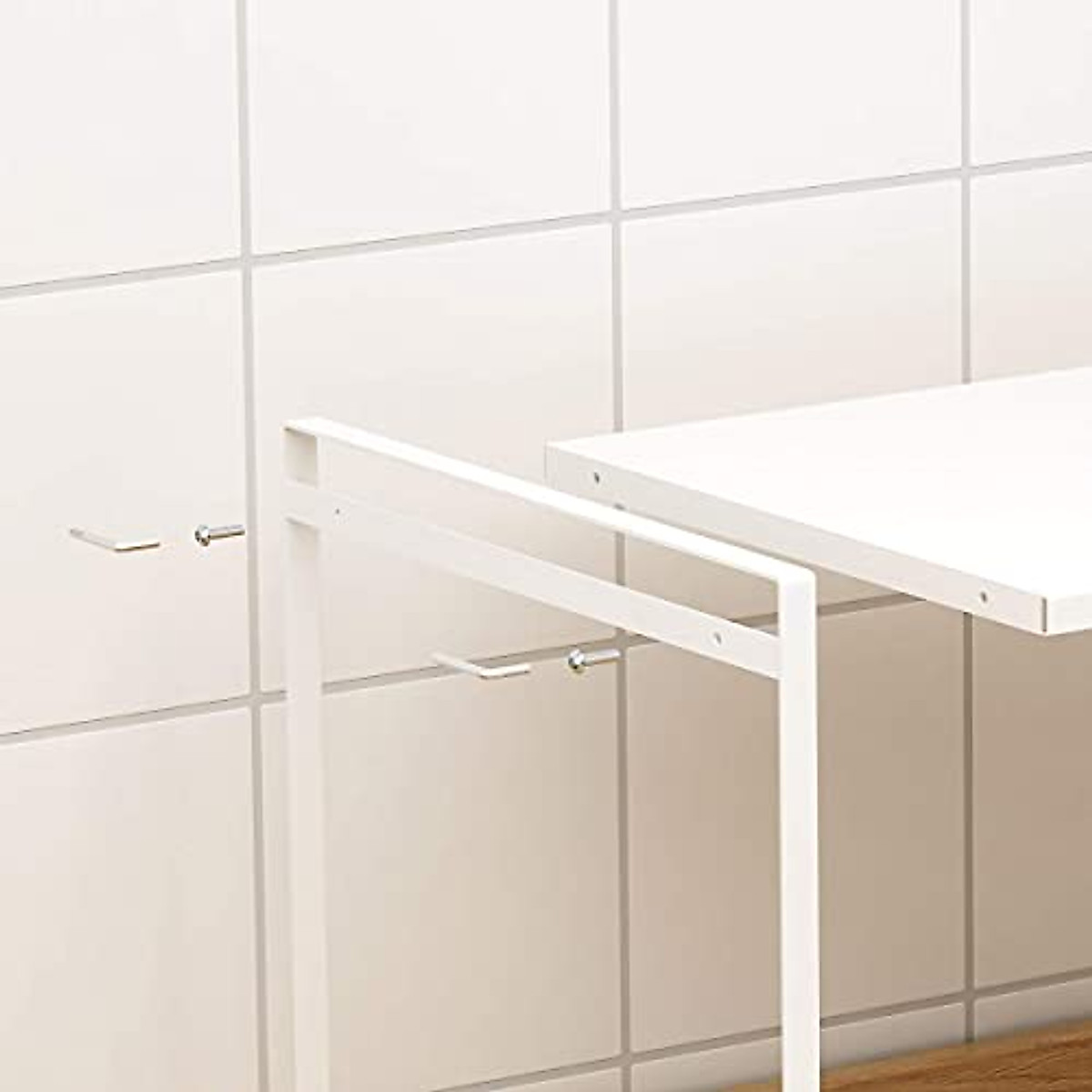 ideaglass Countertop Organizer, Cupboard Stand Spice Rack, 20" Cabinet Pantry Shelf, Organization and Storage for Kitchen Bathroom, Metal Plate Milky White