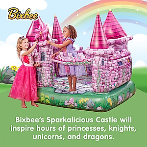 Bixbee Inflatable Pink Princess Castle, Indoor Toddler Playhouse for Kids 3+, Sleepover Mattress Playhouse for Girls & Boys with Built in Motor, Inflates to Over 5ft Tall, Childrens Play House