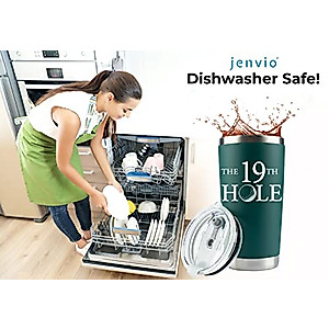 JENVIO Gifts for Golfers | The 19th Hole | Stainless Steel Travel Tumbler with 2 Lids 2 Straws Gift Box and Card | Unique Cool Funny Valentines Golf Stocking Stuffers Husband Dad Stuff Cup