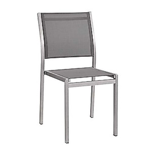 Modway Shore Outdoor Patio Aluminum Set of 2 Side Chair in Silver Gray