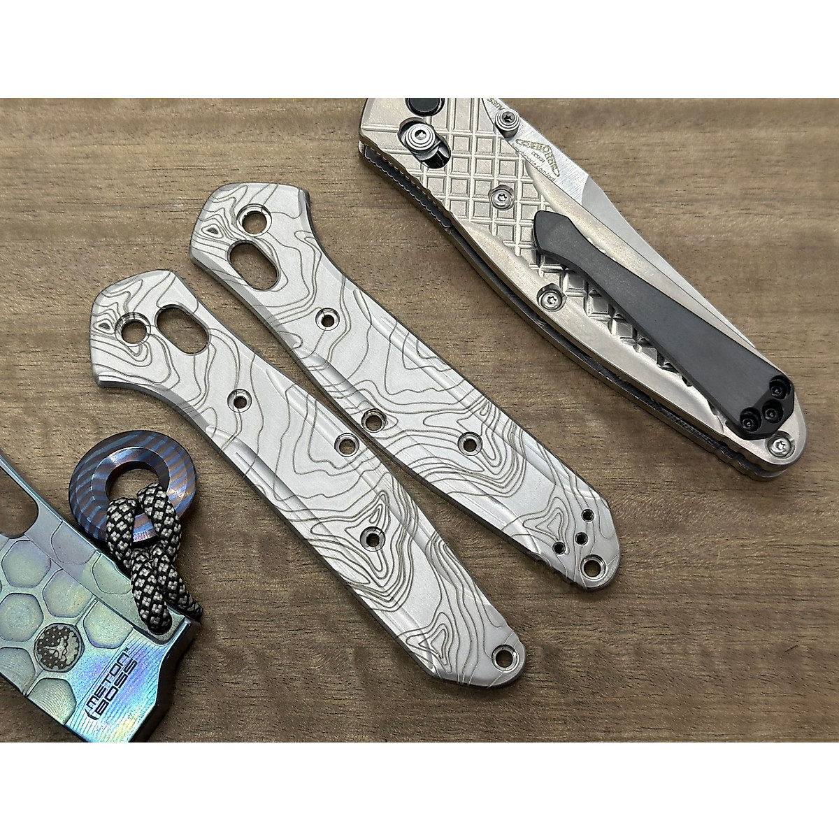 TOPO engraved Titanium Scales for Benchmade 940 Osborne