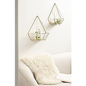 Kate and Laurel Prouve Decorative Geometric Multi-use Metal Wall Display Shelves, Gold, 2 Piece Set