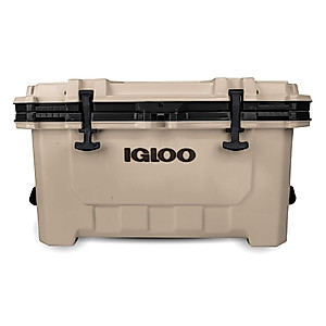 Igloo Tan IMX 70 Qt Lockable Insulated Ice Chest Injection Molded Cooler with Carry Handles