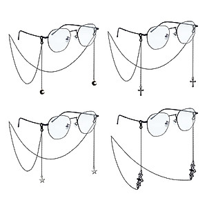 sailimue 4 Pcs Goth Glasses Chain for Women Men Sunglass Eyeglass Chains Black Bat Eyeglasses Chain Eyeglass Strap Holder
