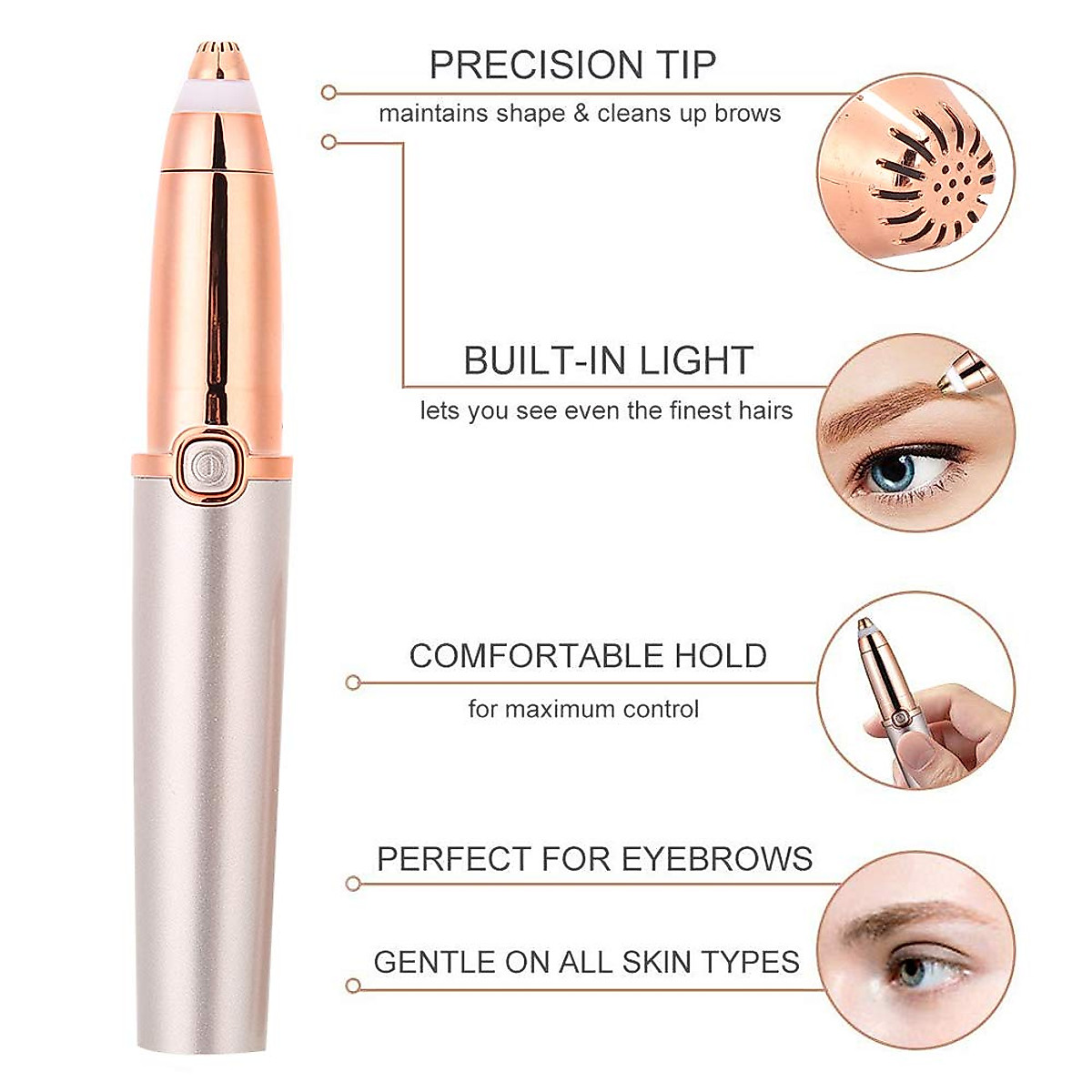 ZJchao Facial Hair Removal for Women, Eyebrow Trimmer Body Hair Groomers USB Rechargeable Painless Portable Precision Electric Eyebrow Hair Remover for for Nose Lips Face Body