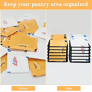 2 Pcs Sugar Packet Basket Sugar Packet Rack Sugar Packet Holder Small Sugar Caddy Iron Sugar Packet Organizer for Coffee Bar Tea Storage, 4.5" x 2.25" x 1.75" (Black)
