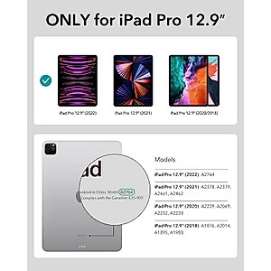 ESR Ascend Keyboard Case, iPad Case with Keyboard Compatible with iPad Pro 12.9 (2022/2021/2020/2018), Magnetic Detachable Case, Fully Adjustable Portrait/Landscape Stand, Black