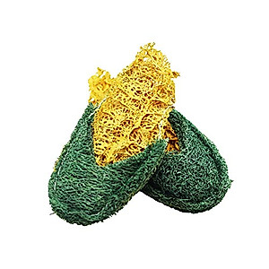 Lanermoon Chew Toy for Teeth,Natural Loofah with Corn Shape,2 Pack Pet Toys for Rabbits,Hamsters,Guinea Pigs,Parrots and Other Small Animals