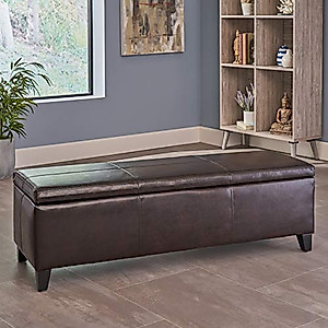Christopher Knight Home Glouster PU Storage Ottoman, Brown
