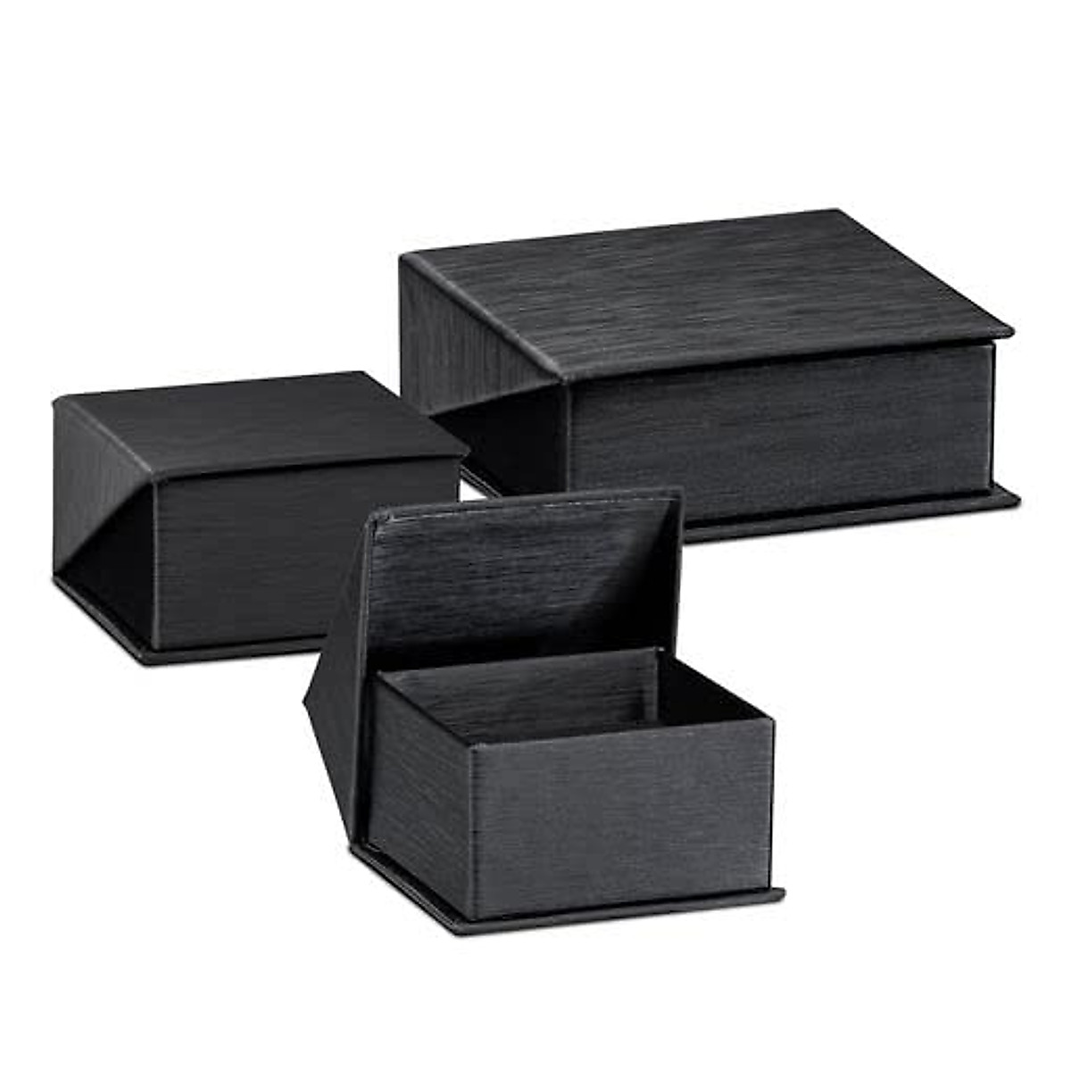 ALLUREPACK Watch/Bangle Box With Pillow - Black Colored - Silk Brushed Cardboard Paper Jewelry Gift Box With Elite Modern Angled Closure, Velvet Topped Foam Interior.