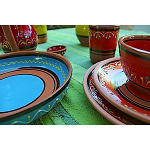 Canyon Cactus Ceramics Spanish Terracotta Set Of 3 Small Dipping Bowls, Blue
