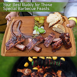 Extra Large Bamboo Cutting Board - XL Wood Cutting Board - 18 x 12.5" and Medium-Large Wood Cutting Board : 14.5 x 11.5 Inches