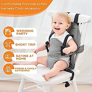 Portable Safety Seat Harness for Baby High Chair, Foldable Washable Cloth Harness Chair Ajustable Straps for Infant Feeding, Universal Baby Dining Desk Safety Harness for Travel, Home, Restaurant