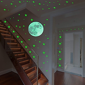 334 Pcs Glow in Dark Stars and Moon, Glow in The Dark Wall Stickers, Glowing Stars for Wall Decals, Glowing Ceiling Decals for Bedroom, Perfect for Kids Boys Girls Bedding Room Birthday Party