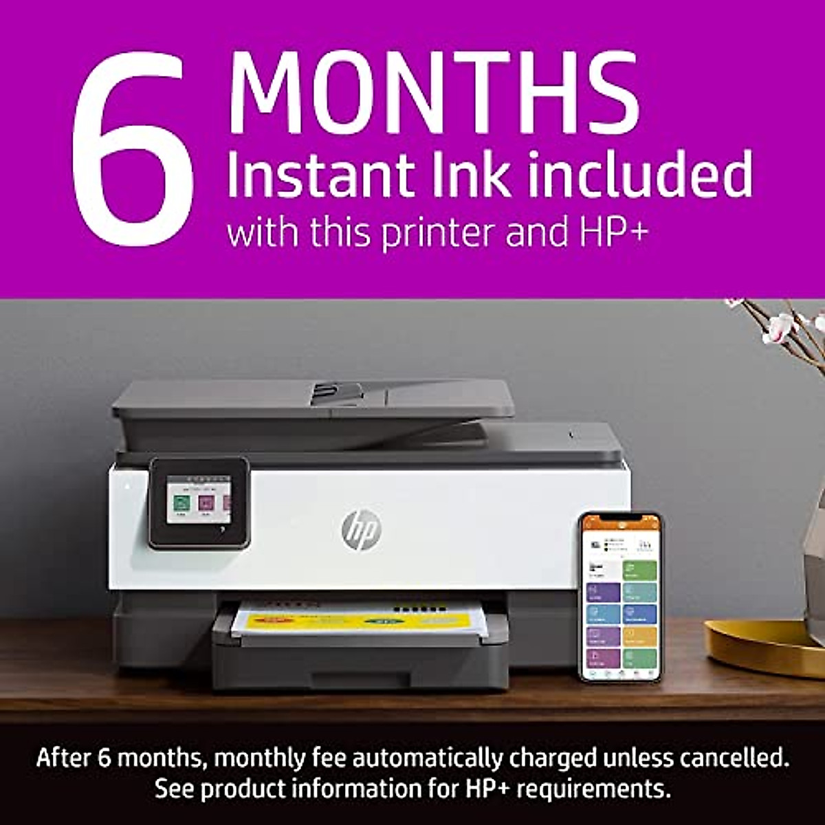 HP OfficeJet Pro 9018e Wireless Color All-in-One Printer with Bonus 6 Months Instant Ink with HP+ (1G5L5A), White