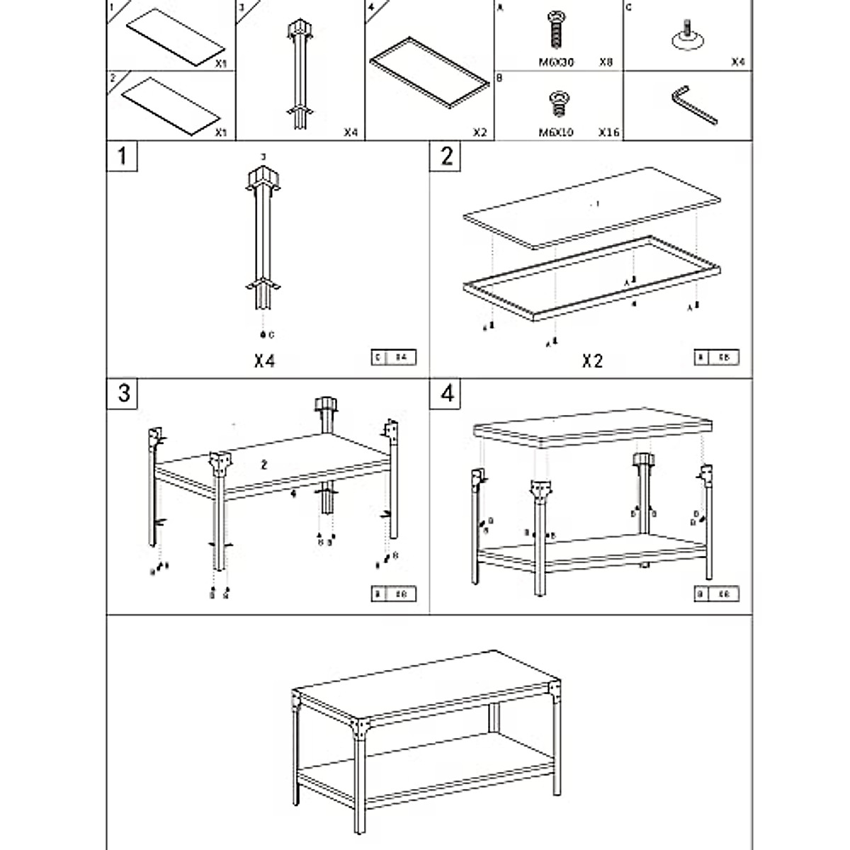 Coral Flower Modern 48 Inch Wood Board Coffee Table for Living Room with Industrial Design Farmhouse Style, Sturdy Metal Frame, and Bottom Storage Shelf，Brown.