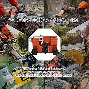 BLKGJTF Chainsaw Sharpener, Hand-Cranked Chainsaw Sharpening Jig Kit, Chainsaw Sharpener Jig, with Gloves and Cleaning Brush, for All Kinds of Chainsaws and Chainsaws, Yellow