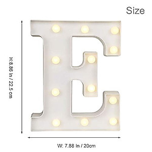 ODISTAR LED Light Up Marquee Letters, Battery Powered Sign Letter 26 Alphabet with Lights for Wedding Engagement Birthday Party Table Decoration bar Christmas Night Home,9’’, White (E)
