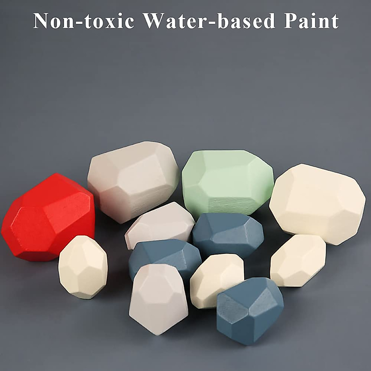 FIMIJORY 36 PCs Kids Balancing Stones,Wood Building Blocks, Sorting Stacking Rocks, Educational Preschool Learning Toys, Lightweight Puzzle Set, Sorting Toys for Kids 3+