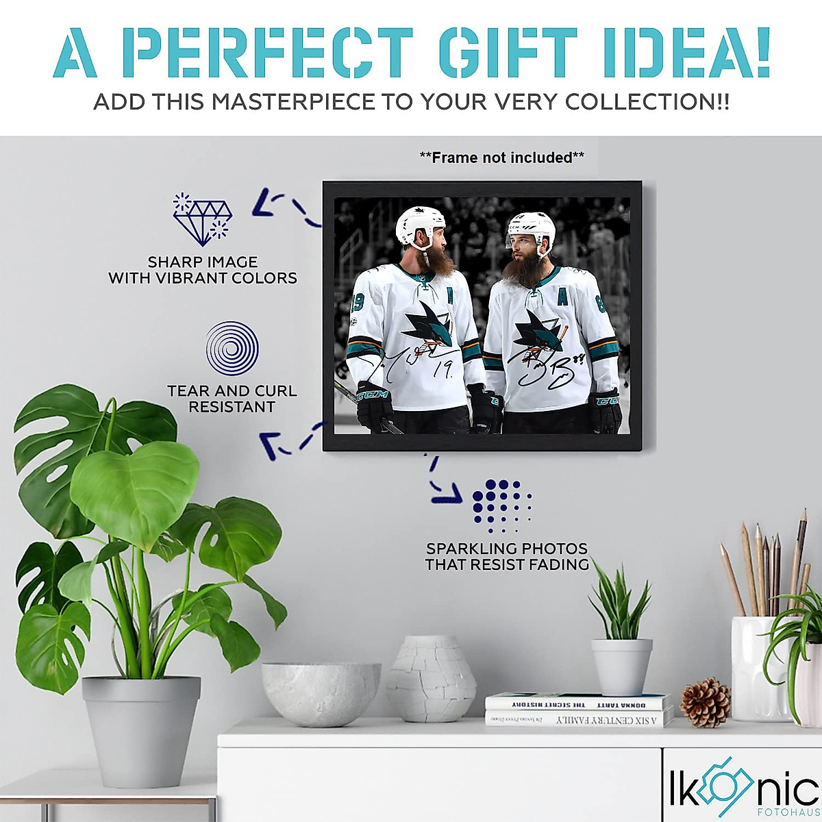 Ikonic Fotohaus Joe Thornton Brent Burns Signed Photo Autograph Print Wall Art Home Decor