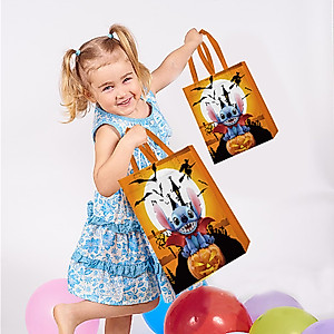 QICI Stitch Halloween Favor Bags 15 Packs, 11.8 x 9.8 x 3.9 Inches Large Size with Handle Stitch Halloween Tote Bags,Reusable Non-Woven Gift Bags for Stitch Halloween Party Decorations